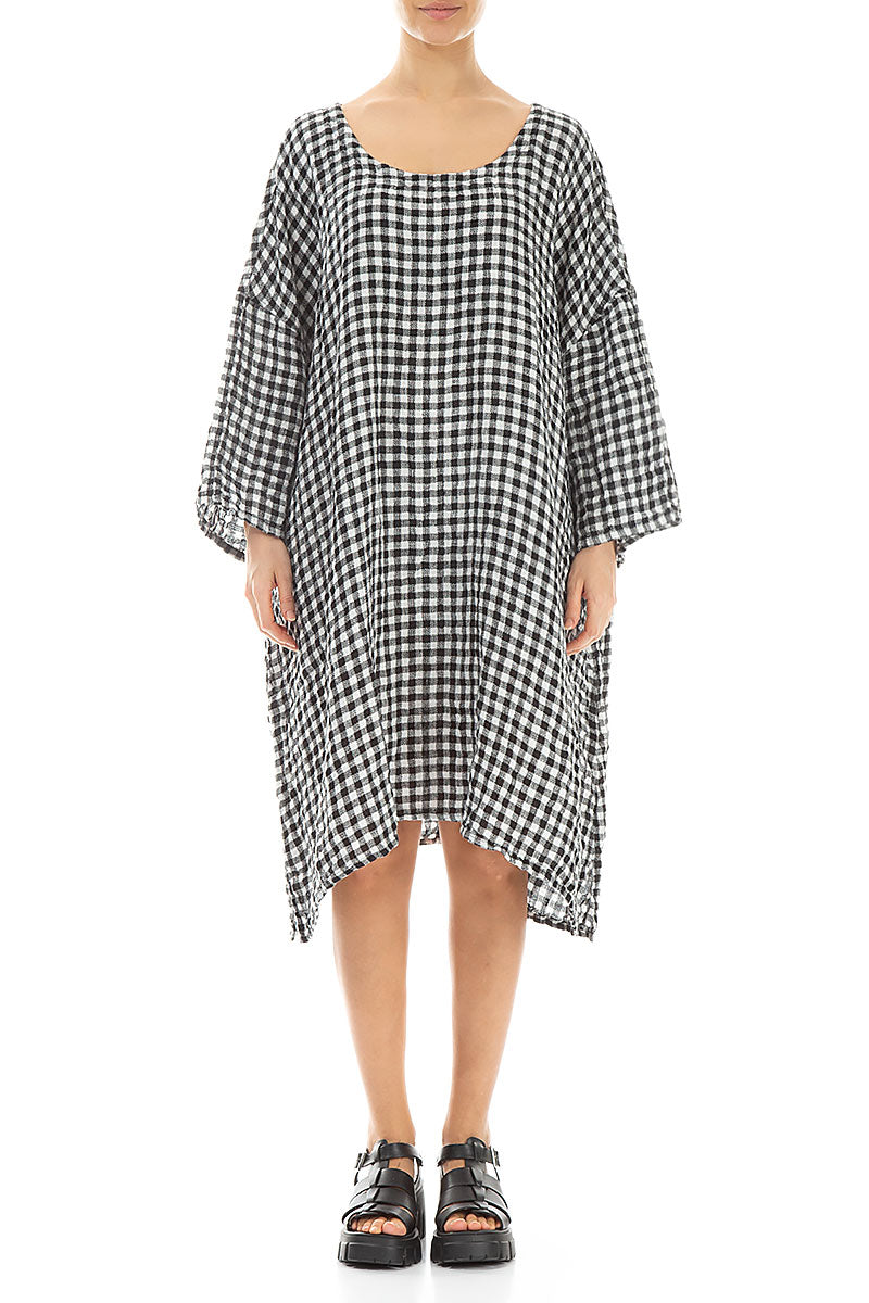 Black & White Check Linen Tunic Dress – grizas.com