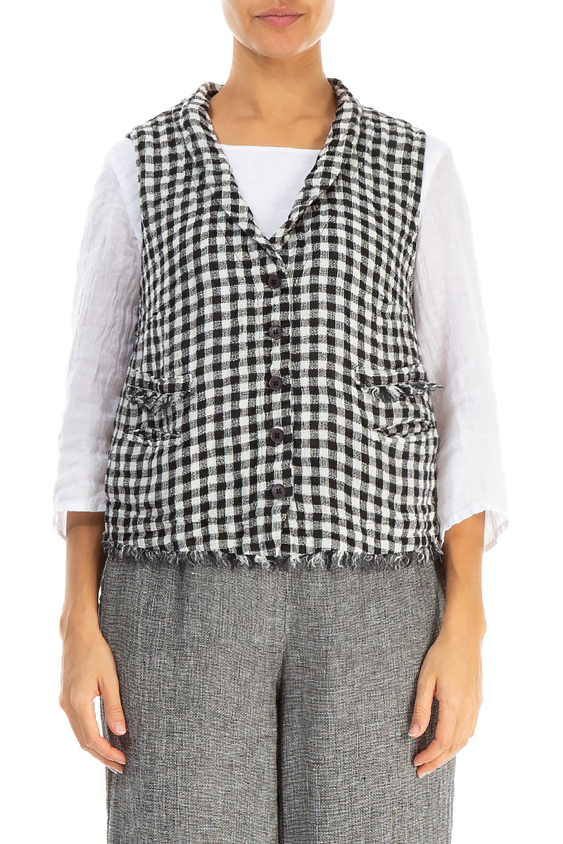 Black & White Check Linen Vest – grizas.com