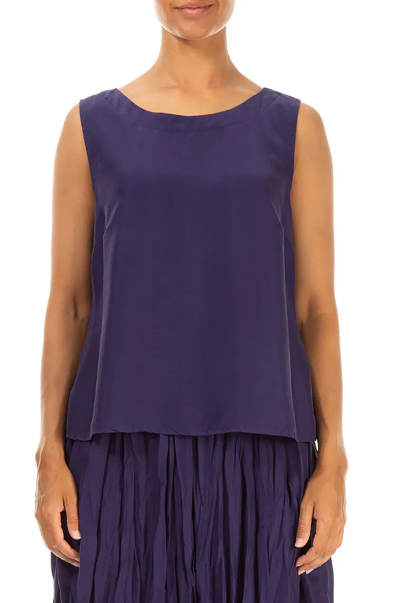 Boat Neck Royal Purple Silk Top – grizas.com