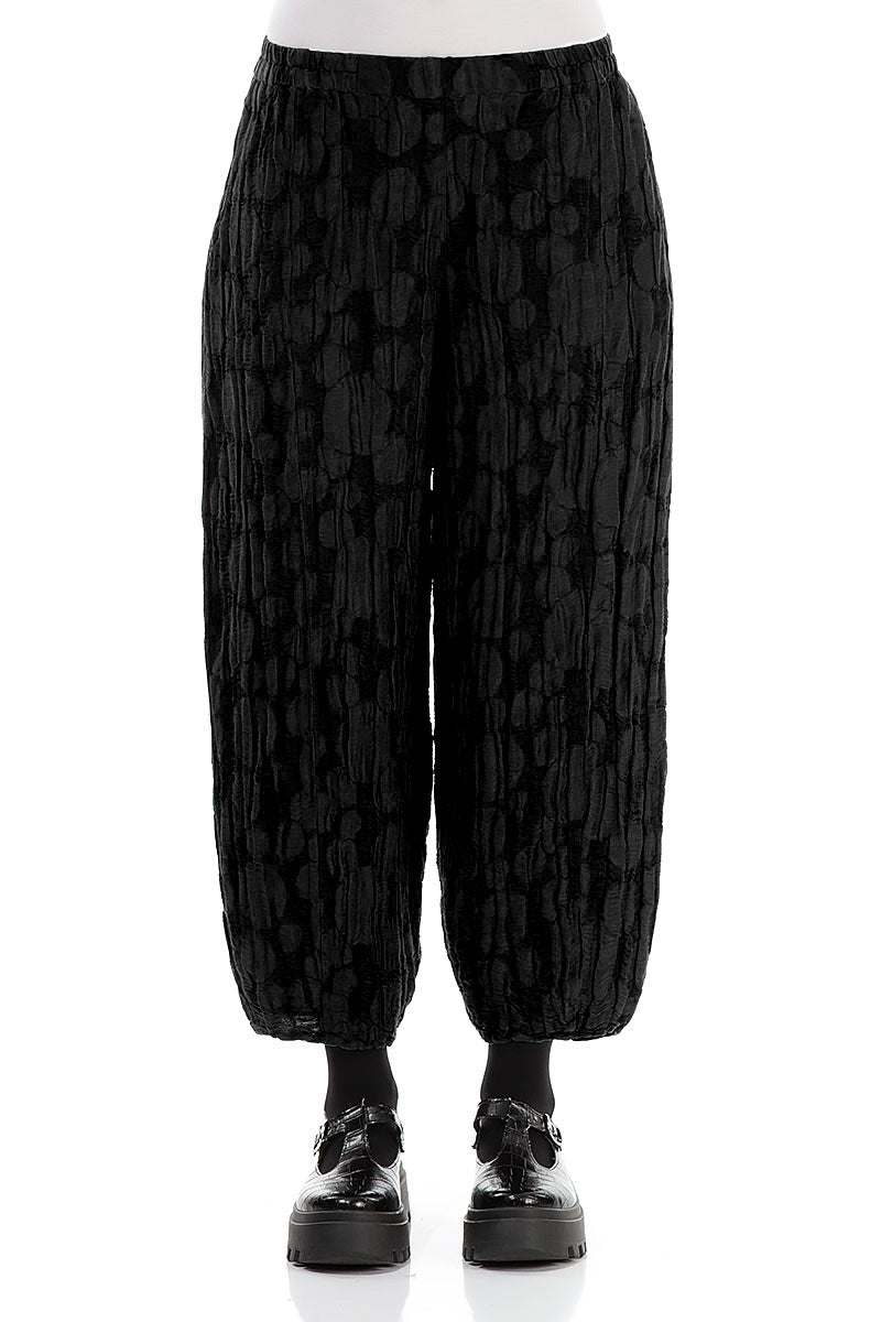 Cropped Taper Black Circle Silk Linen Trousers – grizas.com