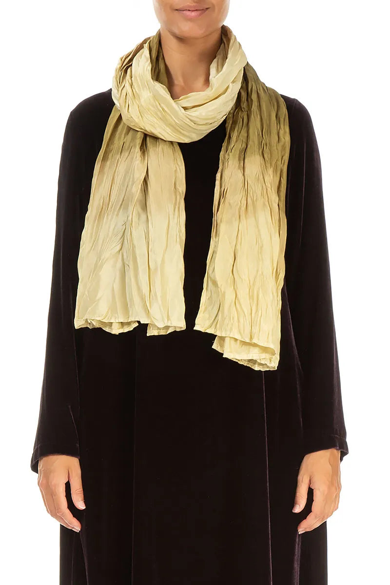 Dip Dye Honey Gold Crumpled Pure Silk Scarf – grizas.com