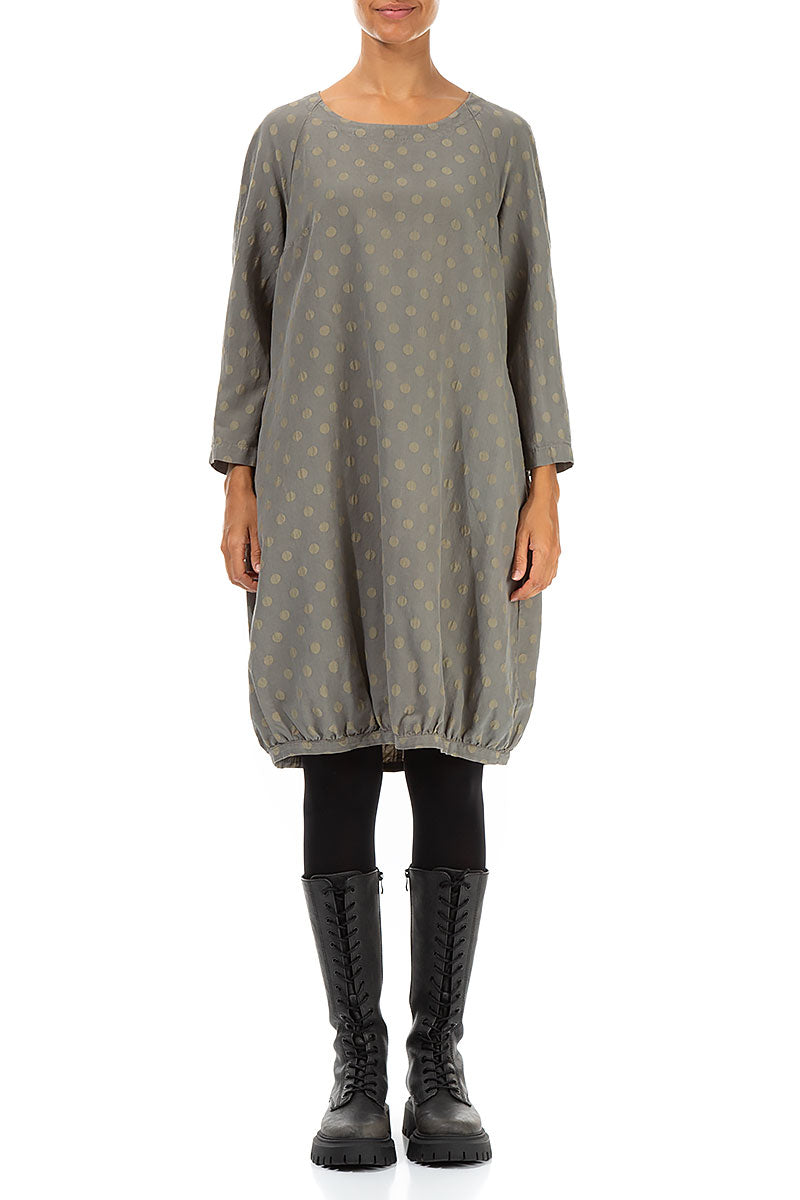 Dotty Silver Sage Balloon Silk Dress – grizas.com