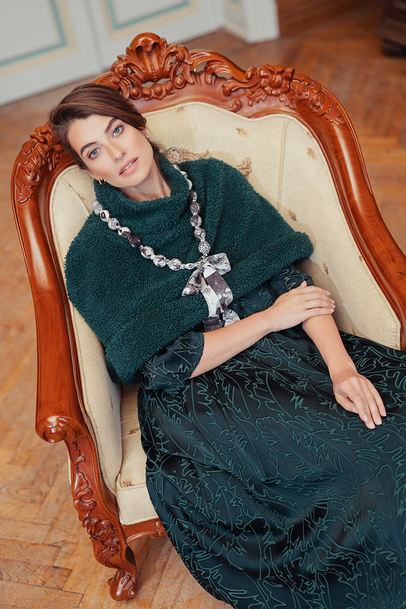 Emerald Teddy Cotton Poncho – grizas.com