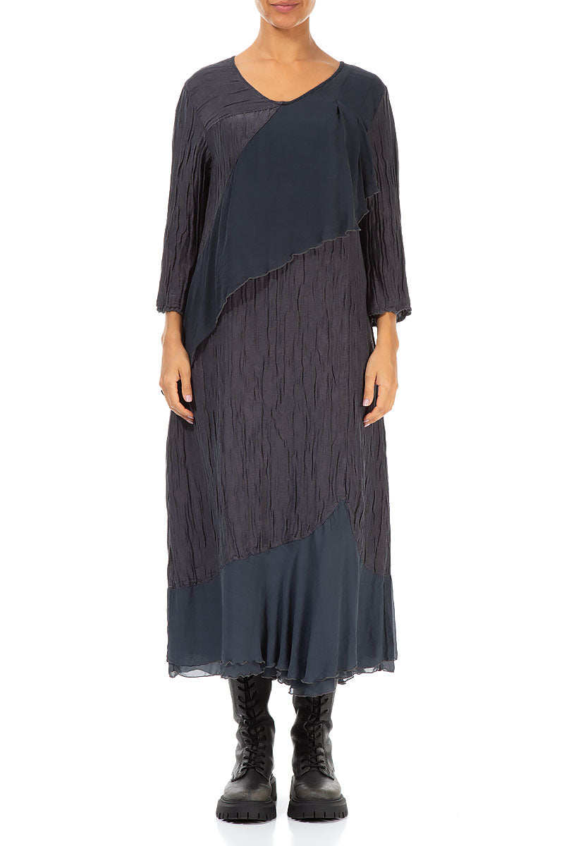 Flowy Crinkled Violet Silk Dress – grizas.com