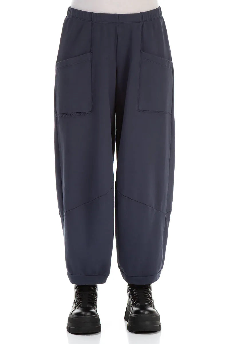 Large Pockets Slate Blue Cotton Trousers – grizas.com