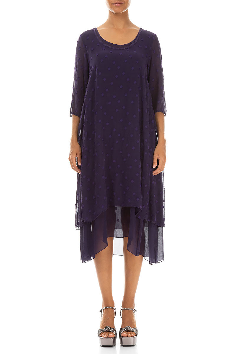 Layered Dotty Royal Purple Silk Dress – grizas.com
