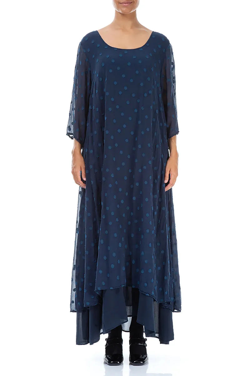 Layered Dotty Sapphire Silk Dress – grizas.com