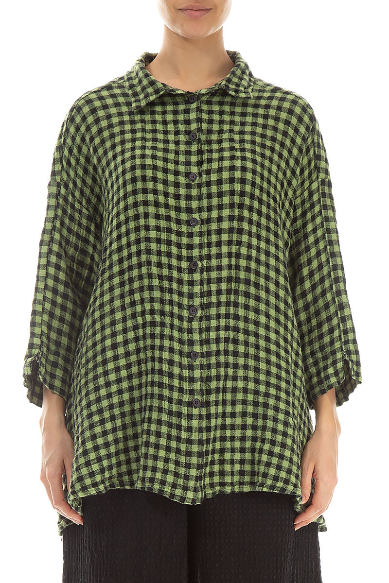 Loose Lime Check Linen Shirt – grizas.com