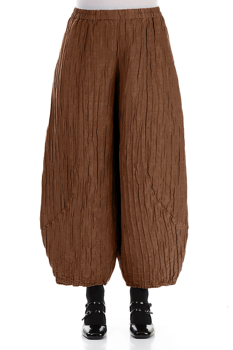 Taper Crinkled Aged Copper Silk Linen Trousers – grizas.com