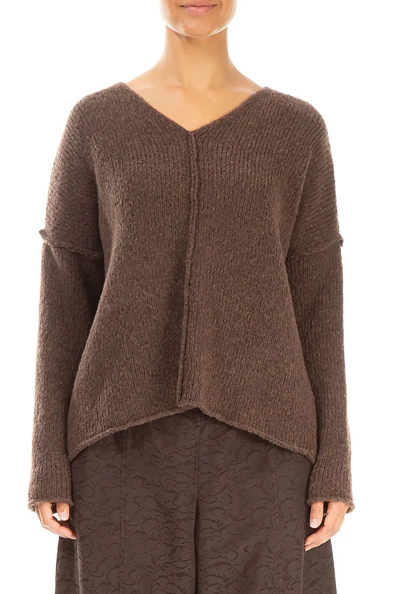 V-Neck Brown Wool Sweater – grizas.com